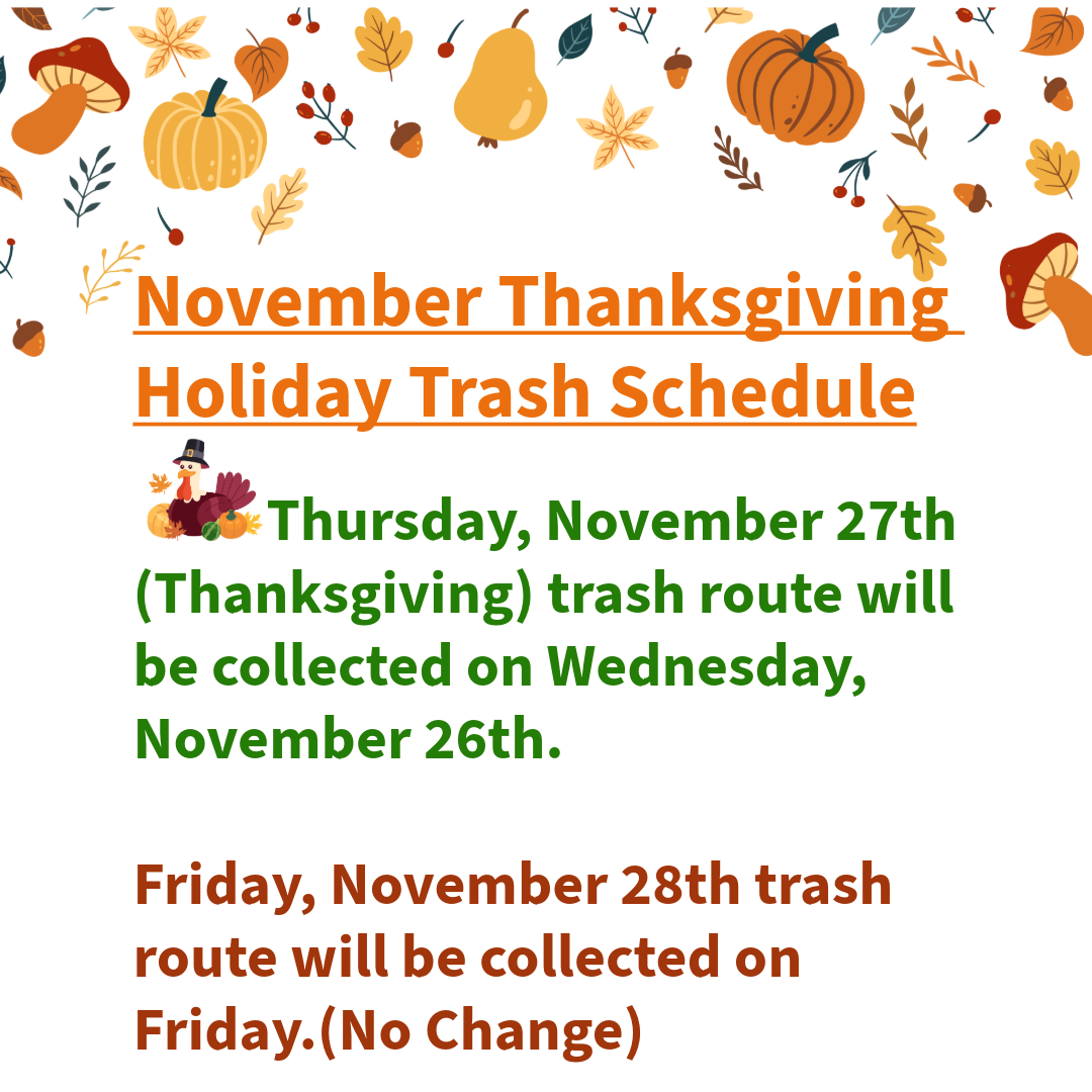 Thanksgiving Holiday Trash Collection - City of Cache
